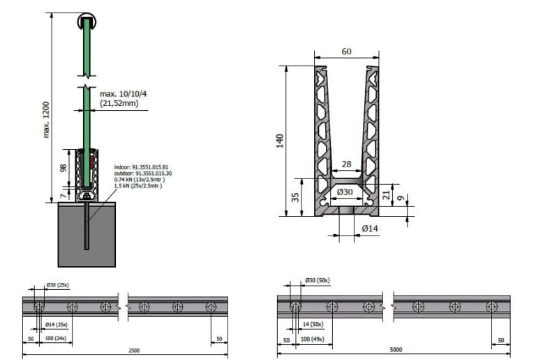Slim Balustrade System Base Fix 1.25m – Balustrade Superstore