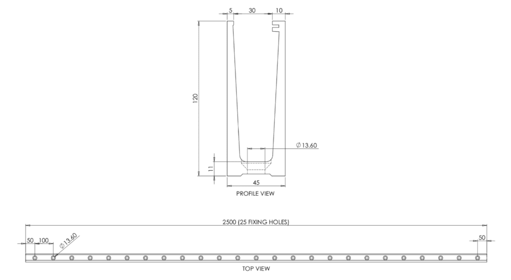 Eco Wedge Balustrade Base Fix 2.5m – Balustrade Superstore